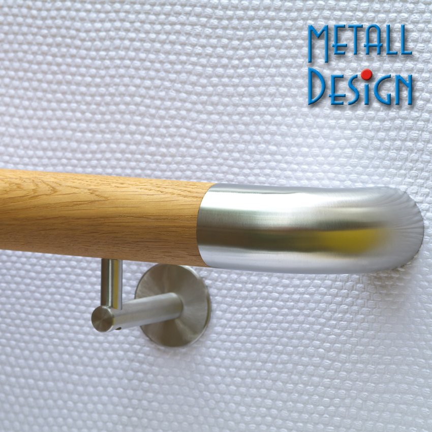 Handlauf Eiche geölt mit beidseitigen Edelstahlbögen rund | design-shop ...