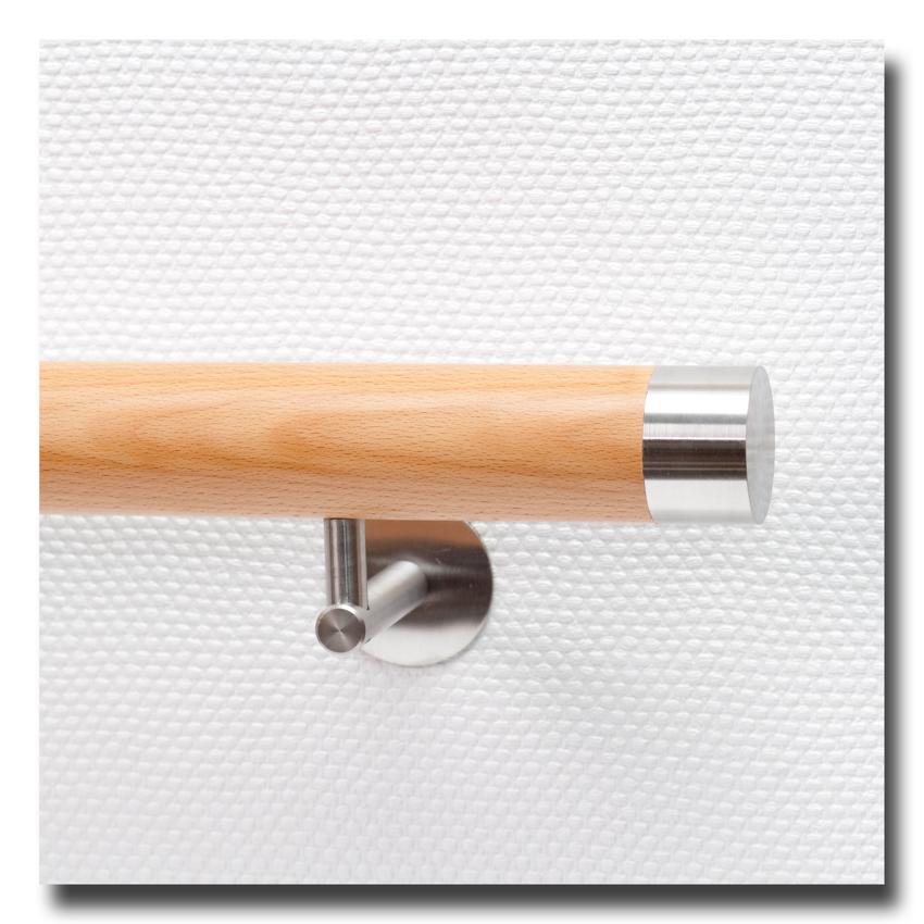 Handlauf Holz DS20 aus Buche mit Handlaufenden Edelstahl flach | Ihr ...